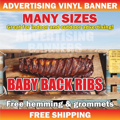BABY BACK RIBS Advertising Banner Vinyl Mesh Sign Chicken BARBEQUE Ribs ...