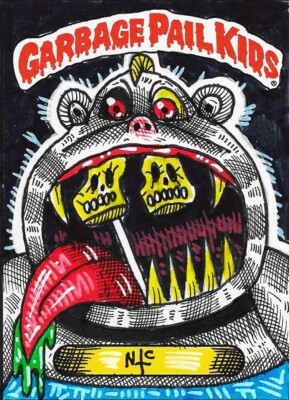 GPK SKETCH CARD, INKS ON CARD PAPER, CORRECT SIZE!, JUNKFOOD JOHN, RAY ...