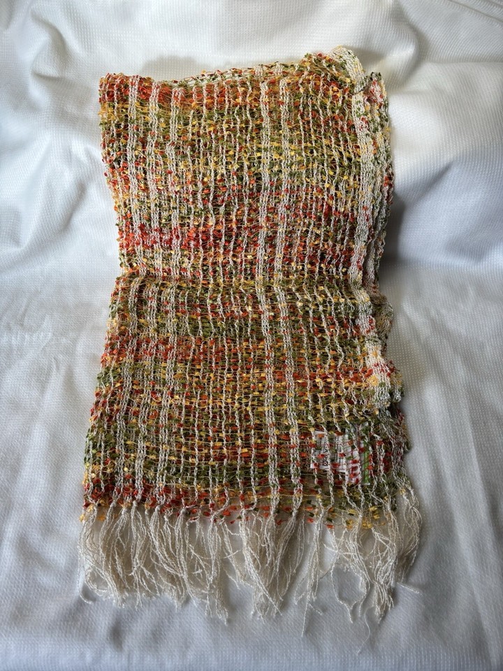 Ladies Scarf - Caramela Sport - Orange/Green/Yellow On Cream - Ladder ...