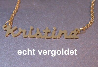 EDLE HALSKETTE KRISTINA KETTE ECHT VERGOLDET NAME NAMENSCOLLIER ...