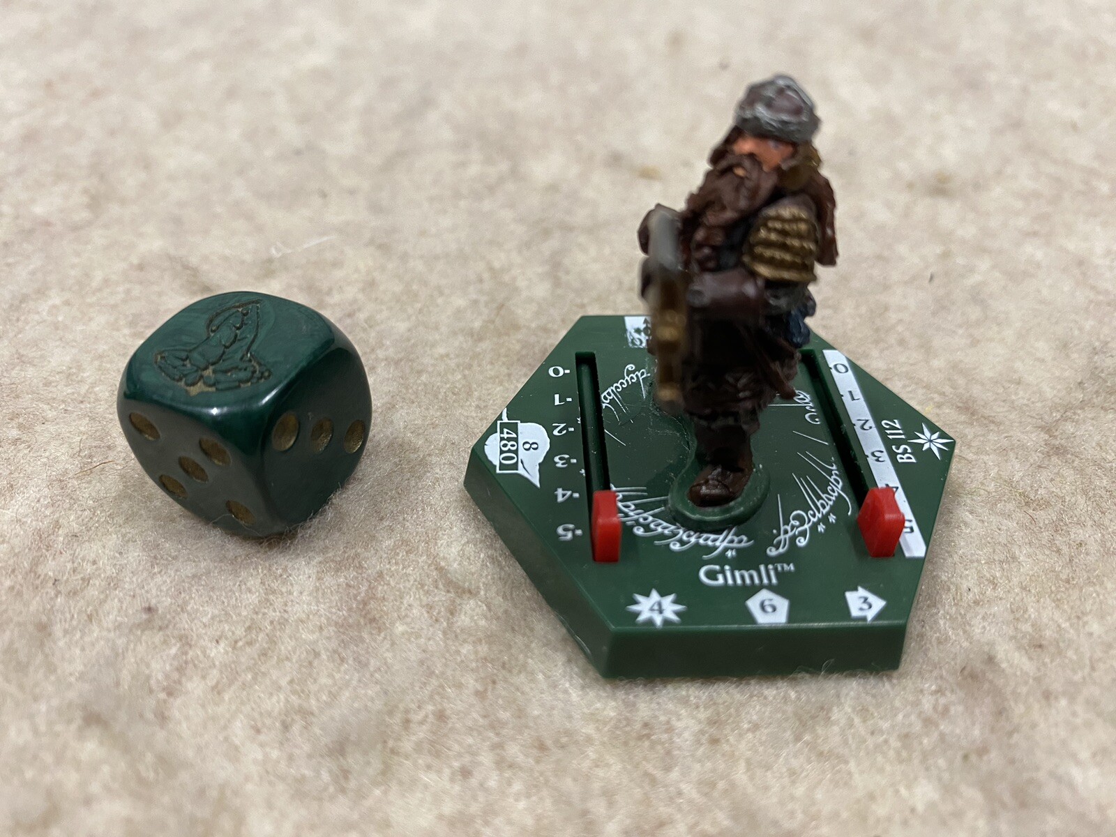 Lord of the Rings Combat Hex Gimli BS112 + Dice LOTR Sabertooth Games ...