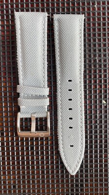 24mm Lt. GRAY Sailcloth Double Sided watch band strap WHITE Stitch Aged ...