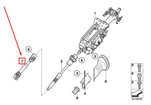 NEW BMW X5 E70 LOWER STEERING SHAFT JOINT 6774110 32306774110 ORIGINAL ...