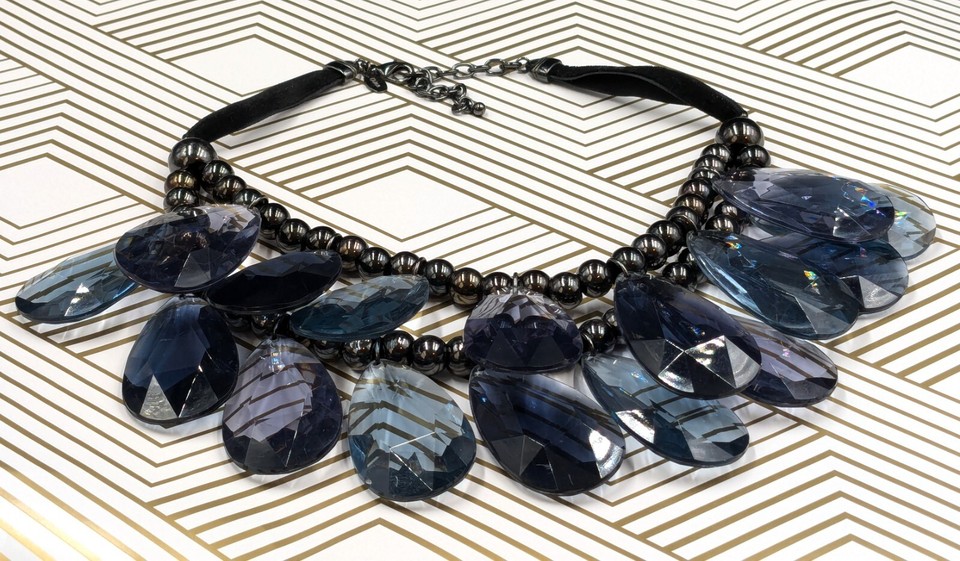 Vtg Joan Rivers Necklace 2 Strand Bib Faceted Acrylic Beads Original ...