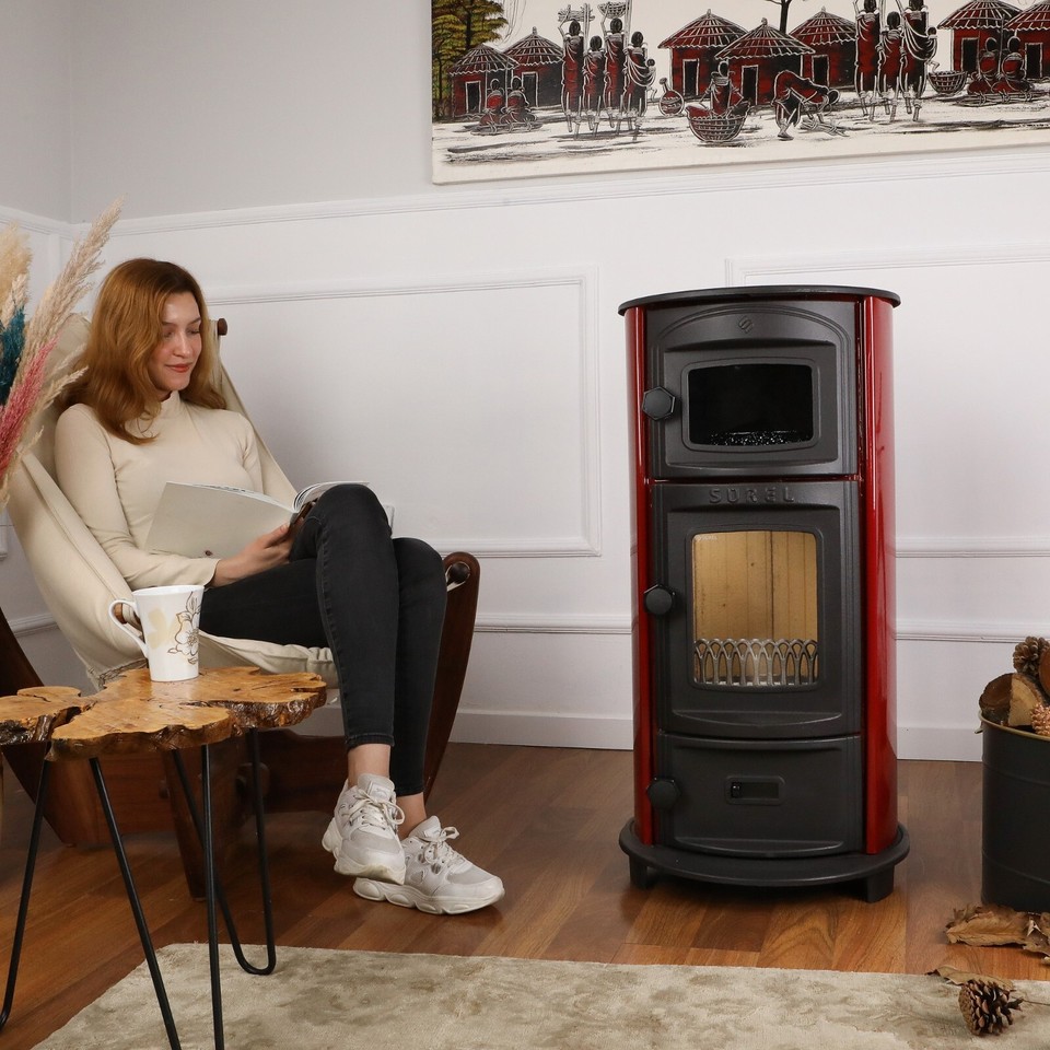 Wood Stove, Cooker Stove, Round Cast Iron Stove With Oven, Wood Burning ...