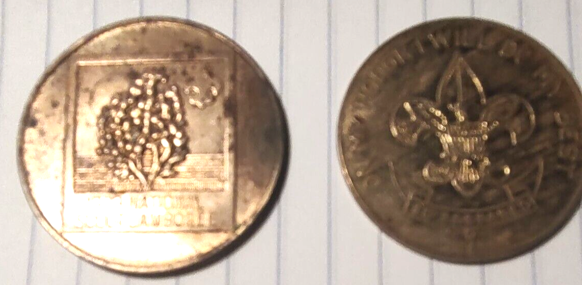 (2) VINTAGE BOY SCOUTS BSA MEDALS: BE PREPARED GOOD DEED TOKEN and 1973 ...