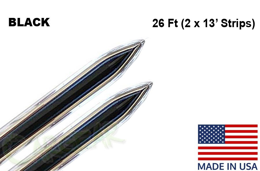 5/8" Vintage Style Black & Chrome Beltline Trim Side Molding w/Points ...