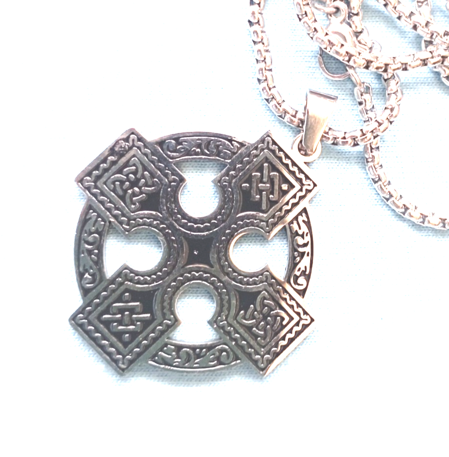 STPC 013 = CELTIC Solar cross 35mm Diameter Flat STEEL pendant on 23 ...