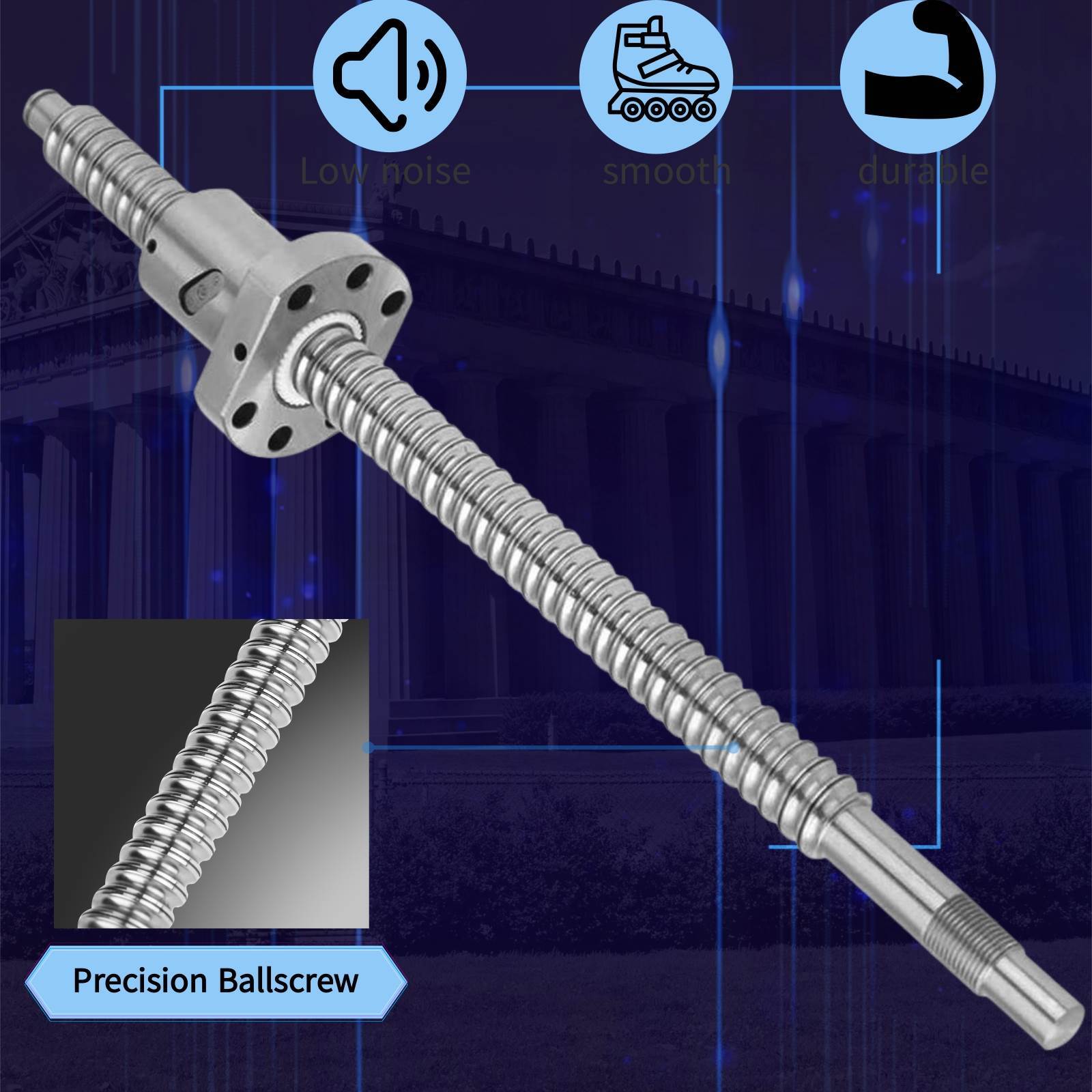 Ball Screw SFU1204 RM1204 12mm L250mm-1500mm w Flange Single Ball Nut ...