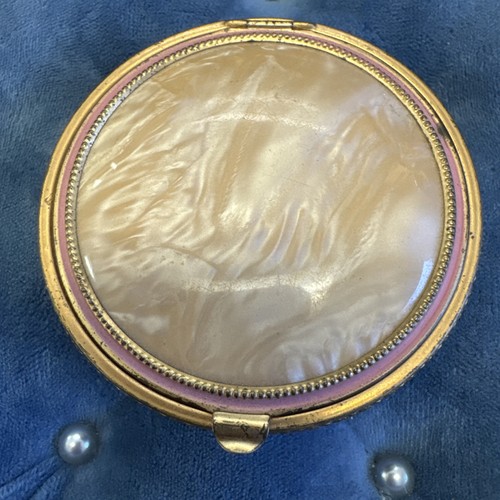 Vintage Team Colored Celluloid Gold Tone Mesh Powder Compact USA Rex | eBay