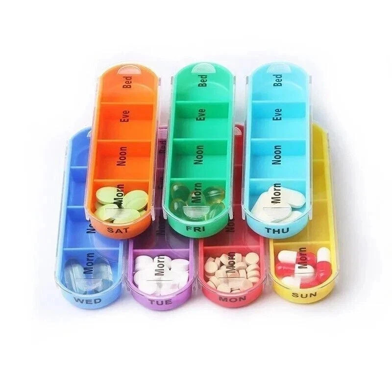Weekly 7 Day Pill Box 28 Compartment Tablet Organizer Medicine Storage ...