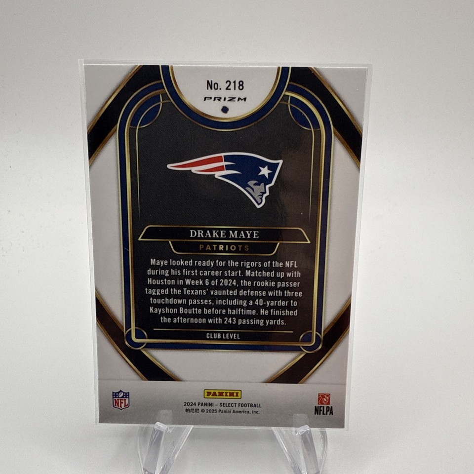 2024 Panini Select - Club Level Drake Maye #218 Green & Red Shock Prizm ...