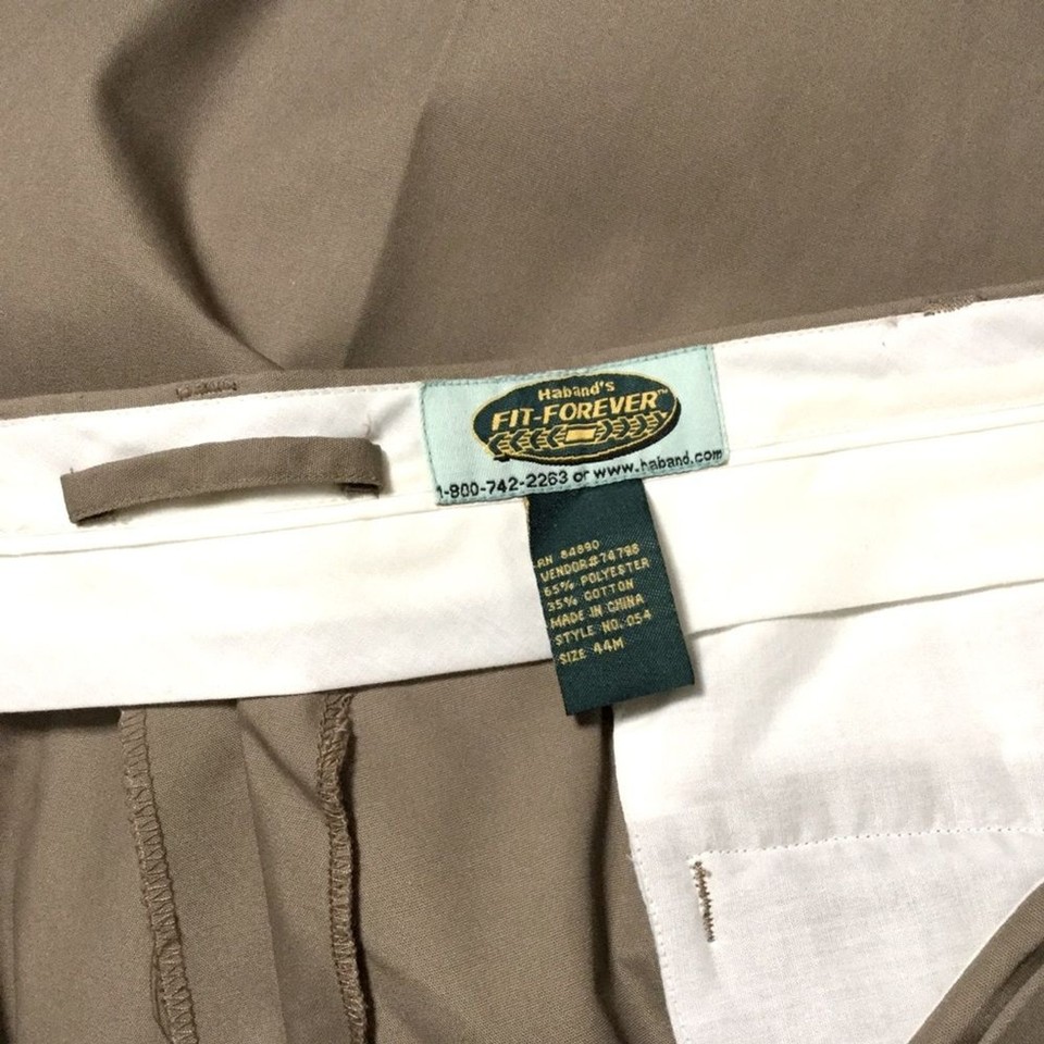 HABAND sz 44M Men’s Dress Pants 4 Pockets Fit-Forever Khaki Tan Color ...
