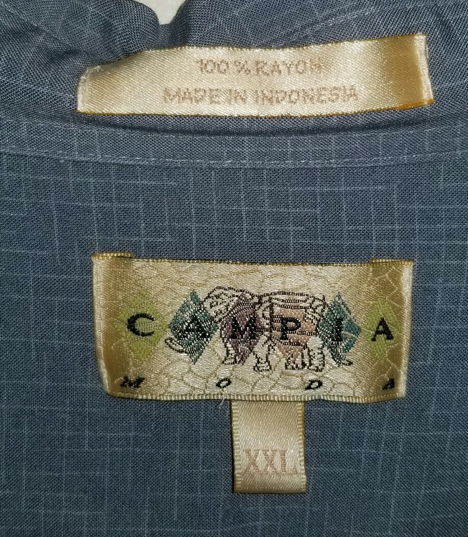 Campia Moda Hawaiian Shirt XXL Cotton Palm Trees Blue… - Gem