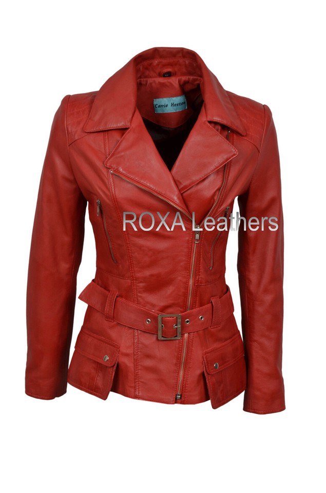 Designer Women Outwear Authentic Lambskin Real Leather Jacket Belted ...