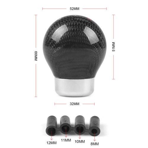 Universal Car Black Carbon Fiber Style Racing Gear Shift Knob Round ...