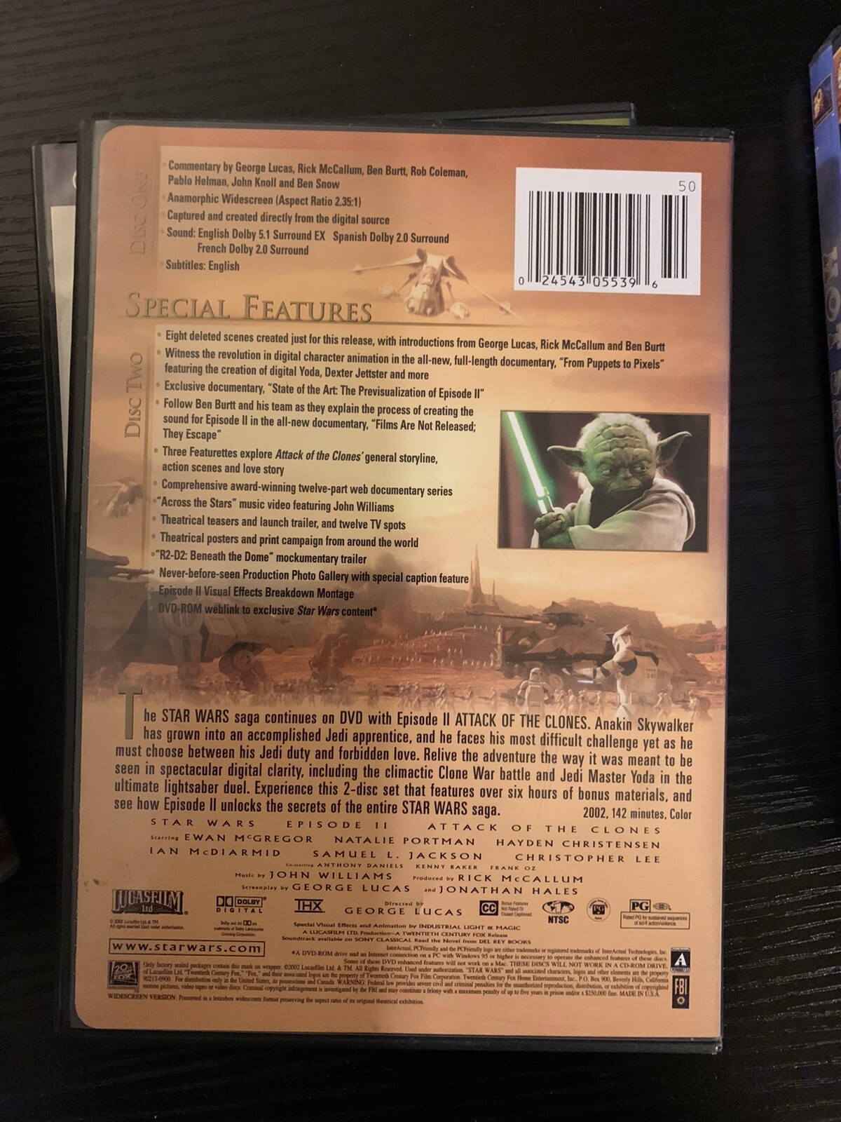 Star Wars Episode II: Attack of the Clones (DVD, 2002, 2-Disc Set ...