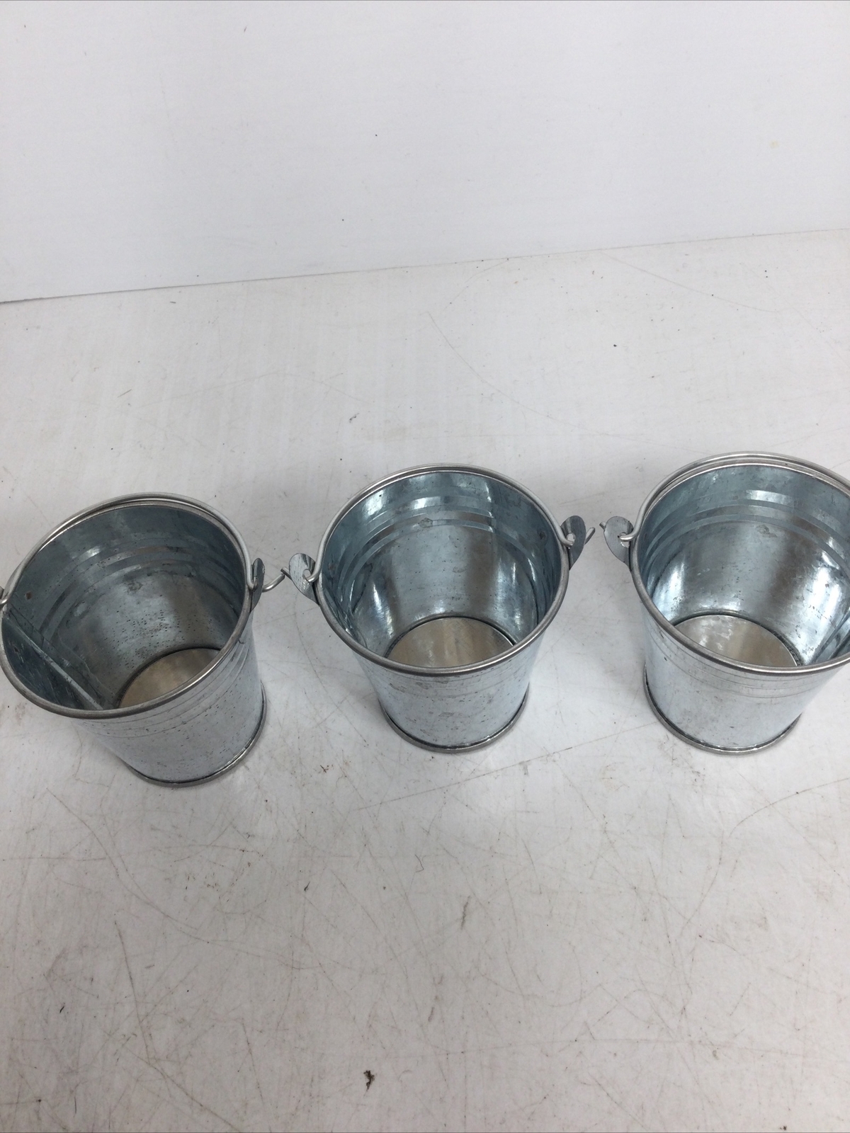 LOT OF (3) 1/6TH SCALE METAL GALVANIZED BUCKETS PAILS DIORAMA ACCESSORY ...