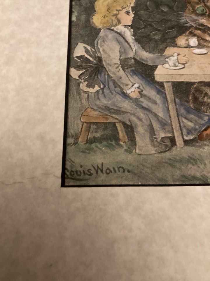 Louis Wain Vintage Cat Print Signed & Mounted | eBay UK