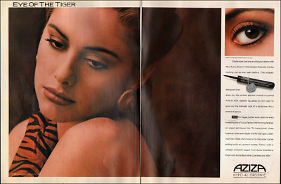 1988 Print ad AZIZA Penliner retro make-up Fashion Sexy Model 2-pgs 12 ...