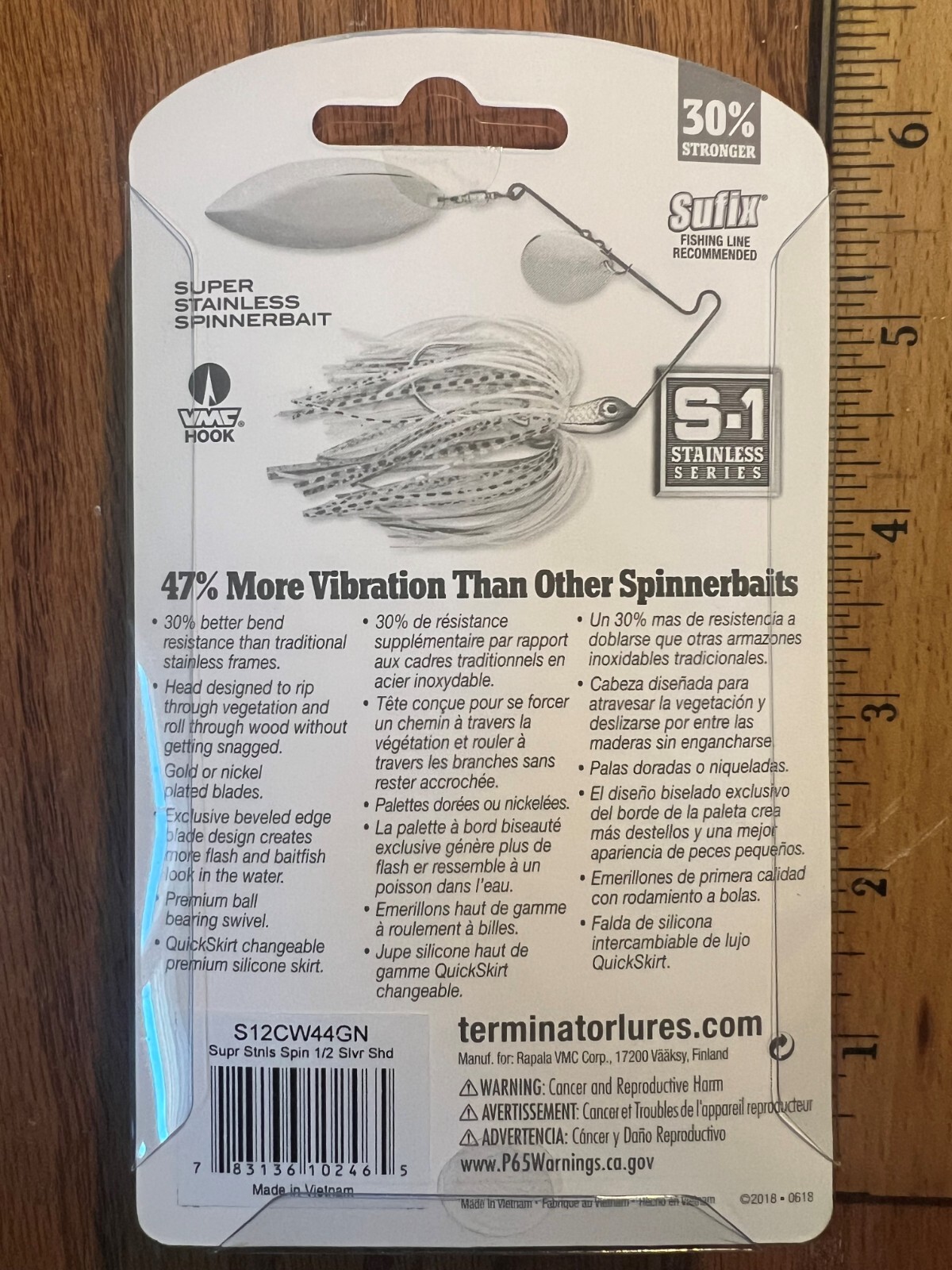 Terminator S-1 Super Stainless Spinnerbait Dual Blade 1/2 oz. Silver ...