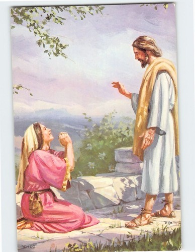 Postcard Greeting Card with Bible Verse and Jesus Woman Religious ...