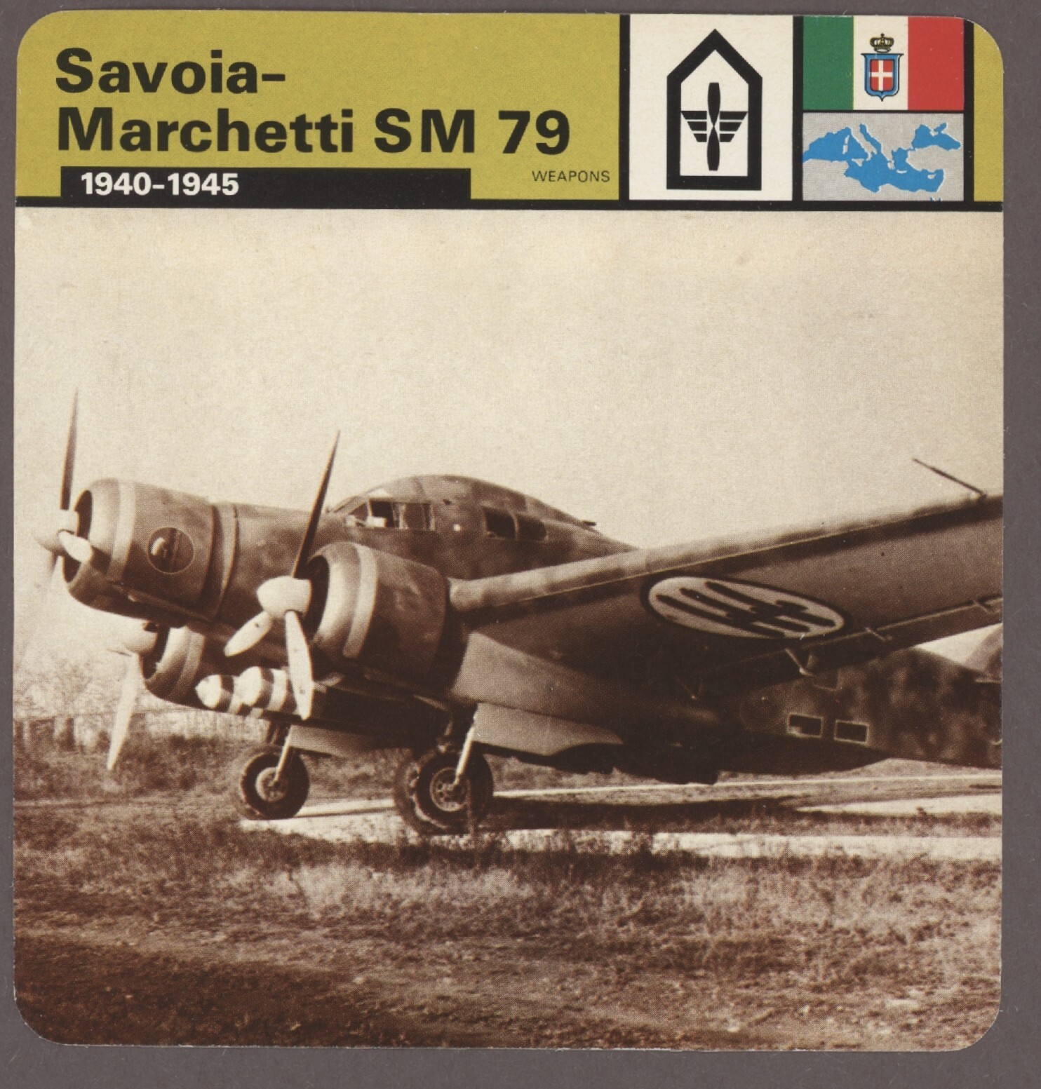 Savoia Marchetti SM 79 Edito Service Card Second World War II Weapons ...