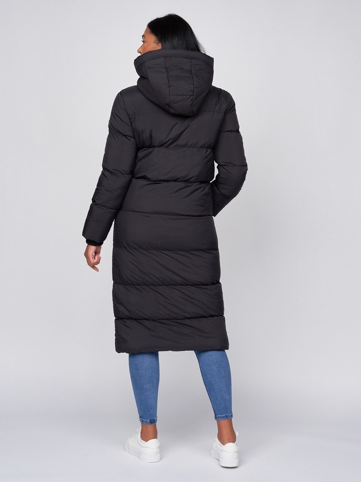 Womens Crosshatch Long line Jacket Parka Coat Puffer Padded Hooded ...