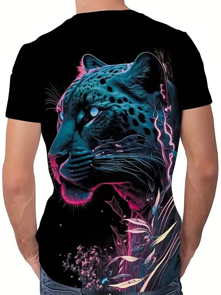 T Shirts 3D Print Blue Leopard Graphic Fashion Novelty Men Casual ...
