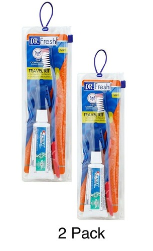 2 Pack Dr. Fresh Soft ToothbrushTravel Pouch Kit 0.85oz CREST ...