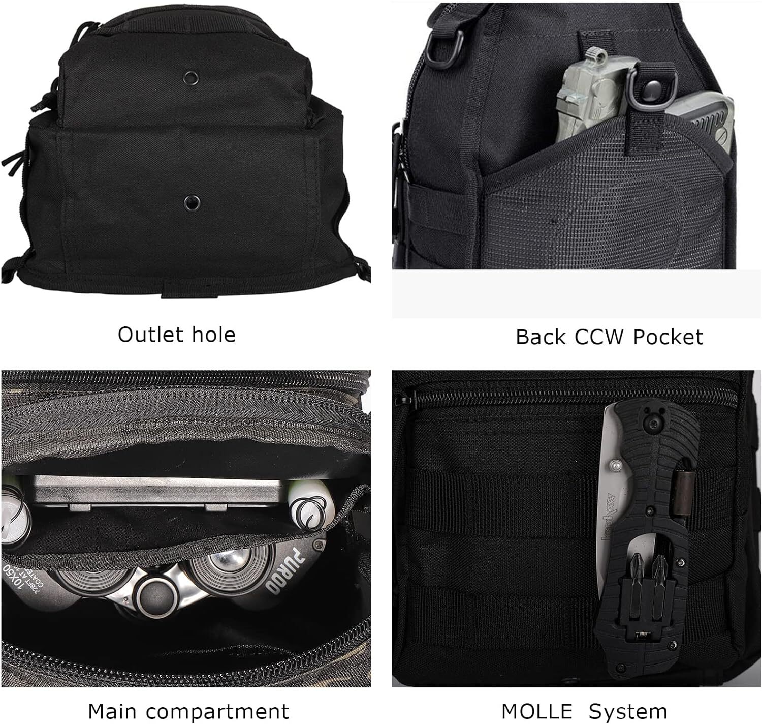 Tactical Compact EDC Chest Sling Shoulder Bag Concealed Carry Bag for ...