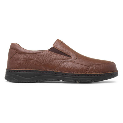 Comfy Steps Mens Shoes Tan Adults Slip On Leather Cushioned Gripped Abe ...