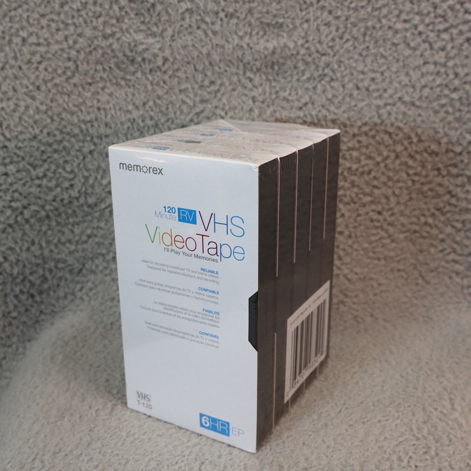 Vintage Pack of 5 Memorex 120 Minutes VHS RV Blank Video Tapes Factory ...