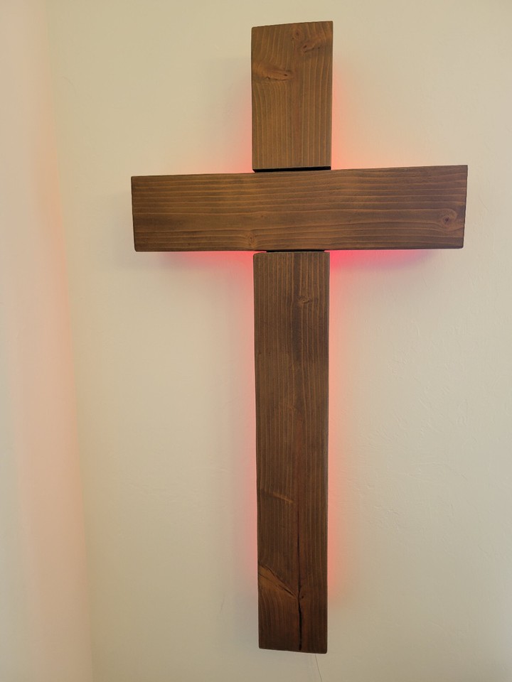 Wood Cross LED Light-UP Backlit Church Wall Mount Handmade Large 48" x ...