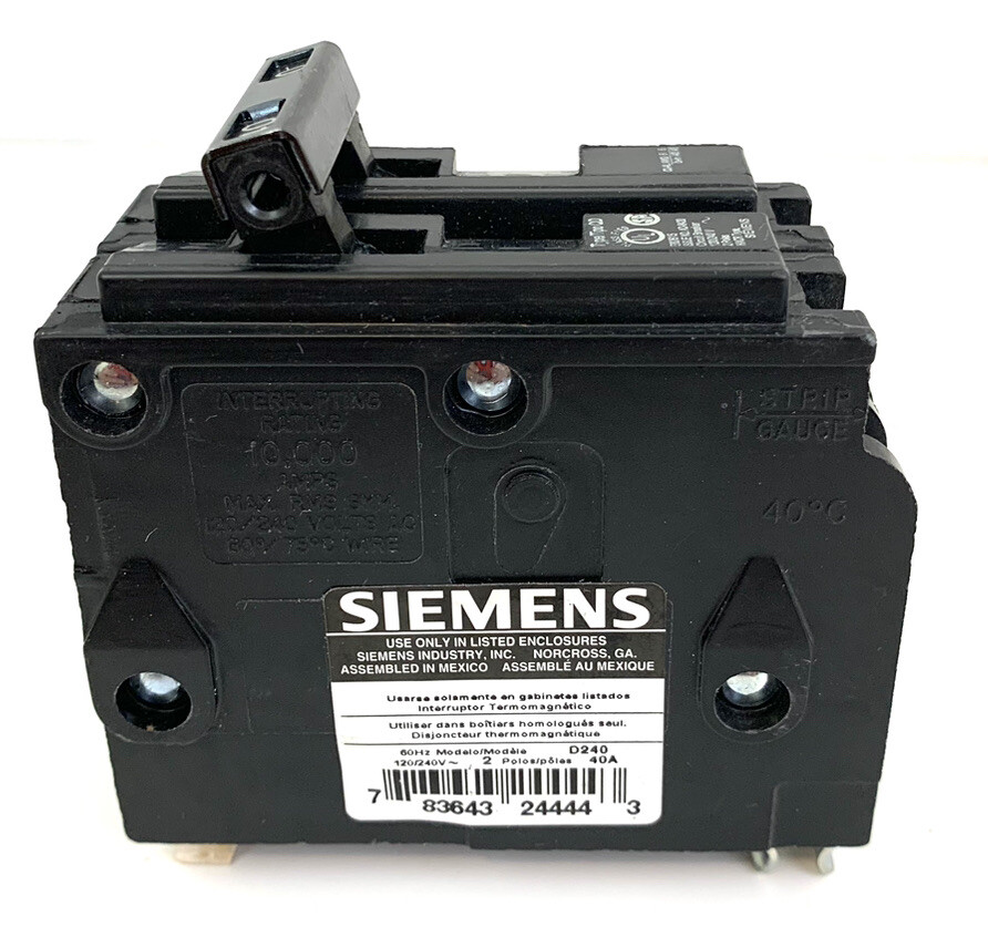 D240 Siemens ITE Type QD Circuit Breaker 2 Pole 40 Amp 240v for sale ...
