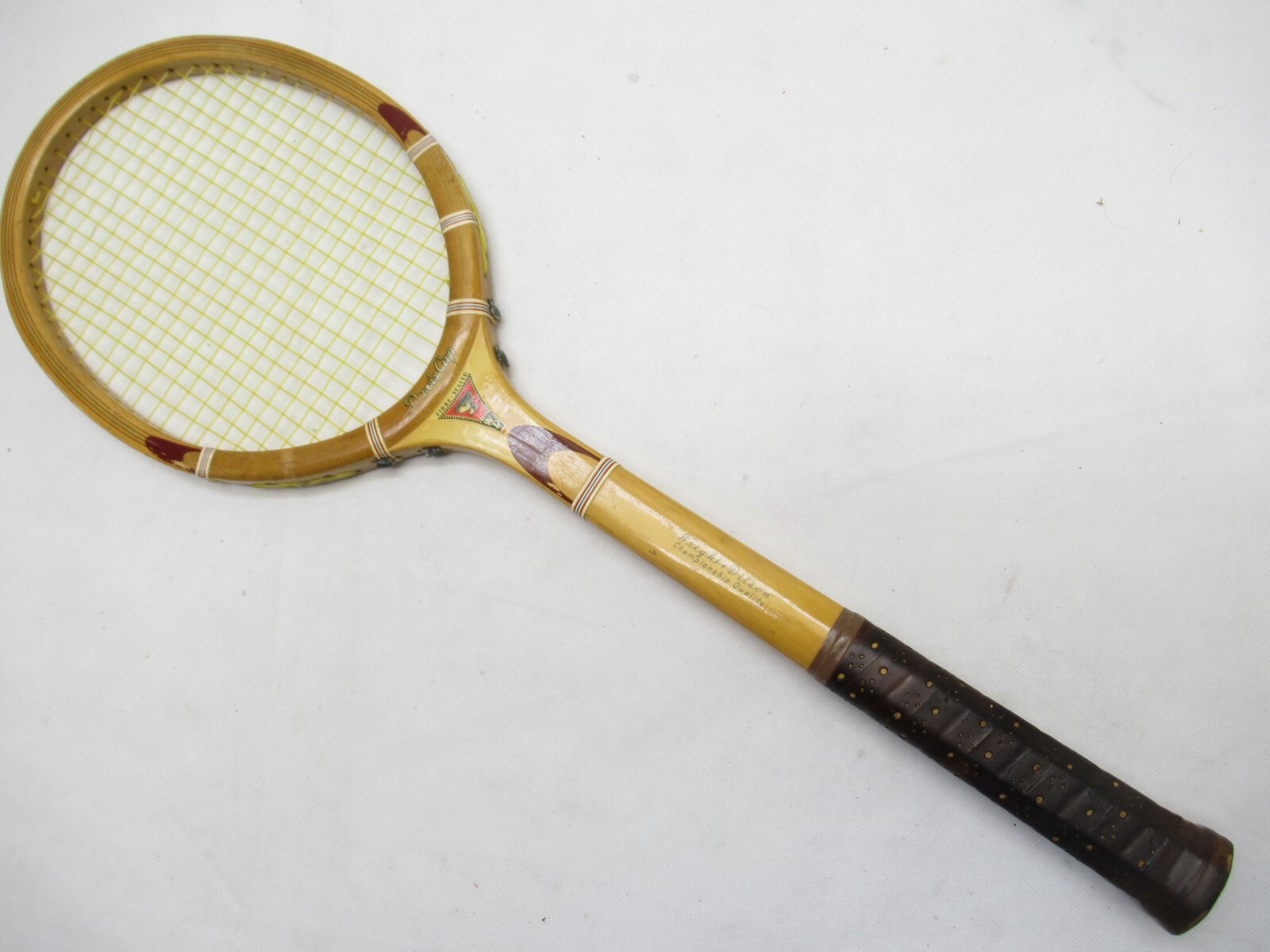 VINTAGE WRIGHT & DITSON "DAVIS CUP" WOODEN TENNIS RACQUET. ANTIQUE ...