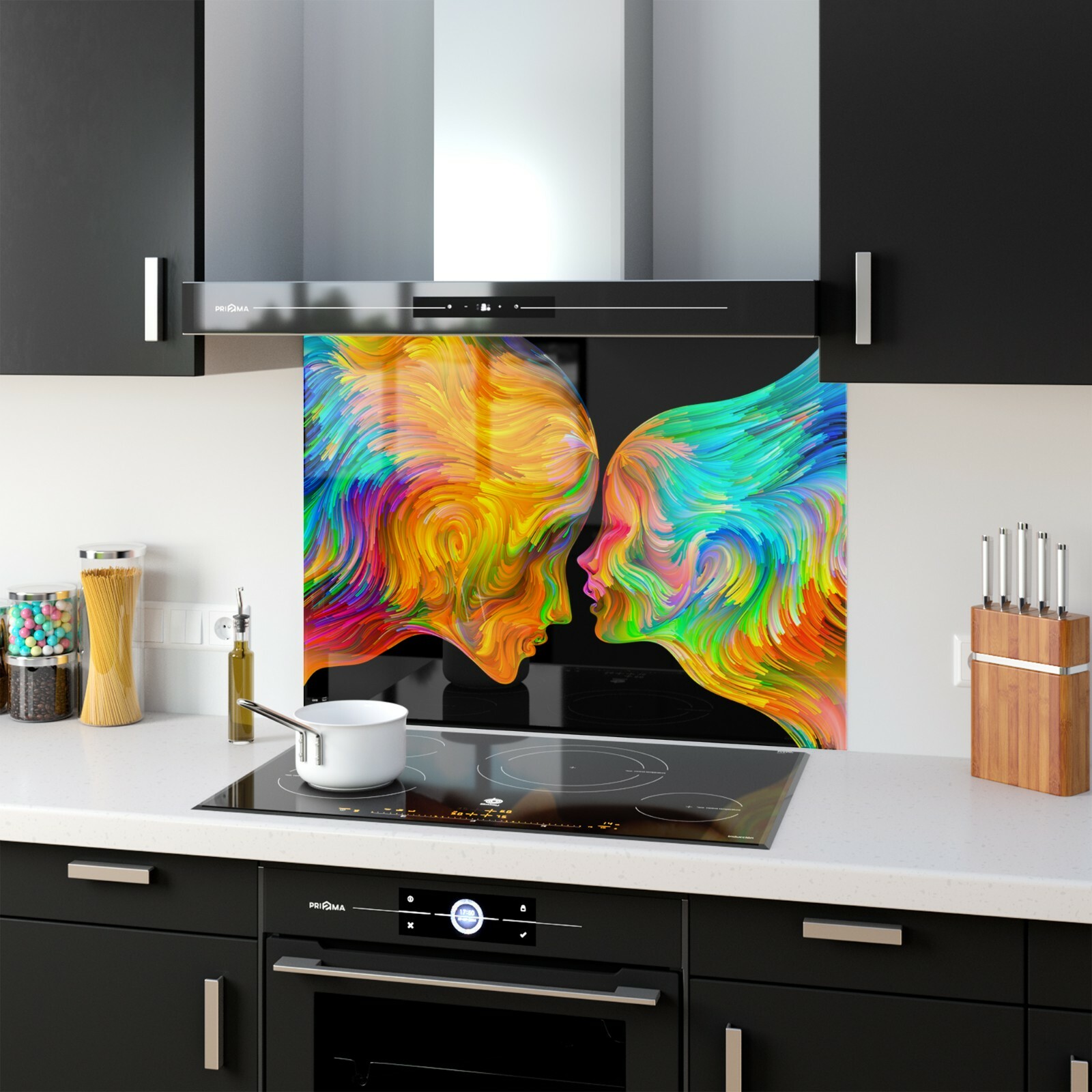 Glass Splashback Kitchen Tile Cooker Panel ANY SIZE Colours Abstract ...