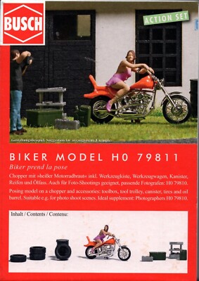 HO Scale Busch Gmbh & Co Kg 79811 Woman on Motorcycle w/tires Figure ...