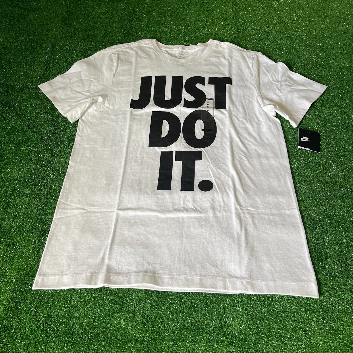 Nike Tee Short Sleeve Crewneck Just Do It AT2745 100 White T-Shirt Size ...