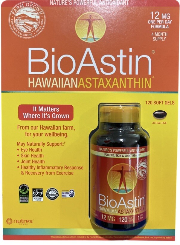 BioAstin Hawaiian Astaxanthin 12 mg Supplement 120 gel Caps | eBay