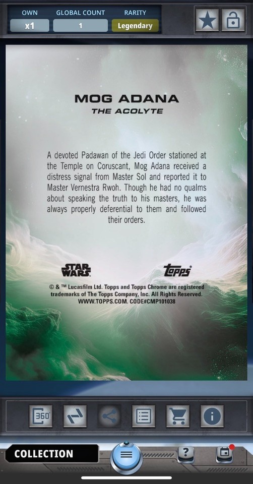 Topps Digital Star Wars Card Trader Legendary Mog Adana Dathomir Red ...