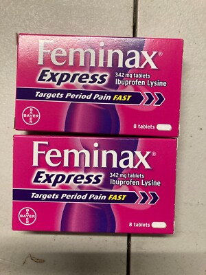 FEMINAX EXPRESS TABLETS 2 x 8 PACKS *TARGETS PERIOD PAIN FAST* EXP 10/ ...