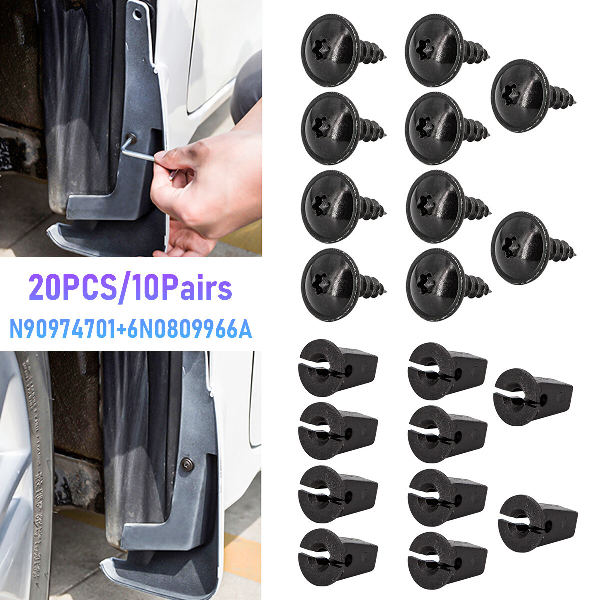 Set of 10 Bolt Retainer Fender Liner Under Cover Screws for VW Audi ...