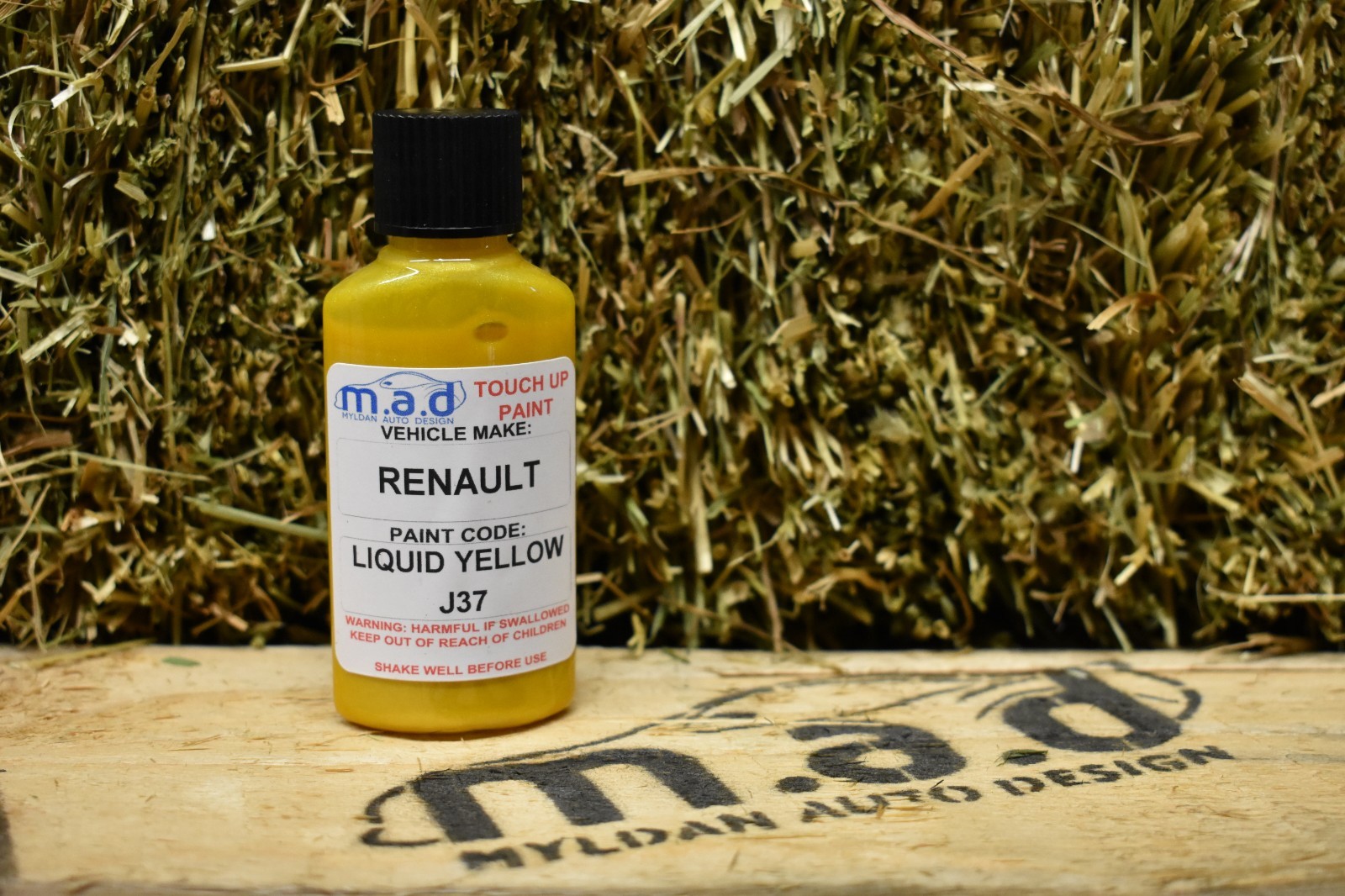 M.A.D RENAULT LIQUID YELLOW J37 PAINT TOUCH UP KIT 30ML SCRATCH REPAIR ...