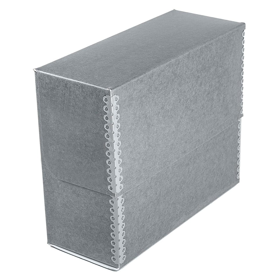 Archival Document Storage Box with Metal Edge, Acid-Free Gray Boxboard ...