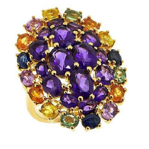 HSN Colleen Lopez Gold-Plated Amethyst and Multi-Color Sapphire Ring ...