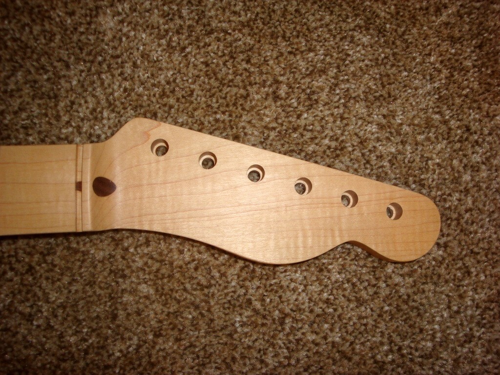 TELE NECK Rare 1.59" narrow Nut Wth Flame Maple 21f Musikraft Medium V ...