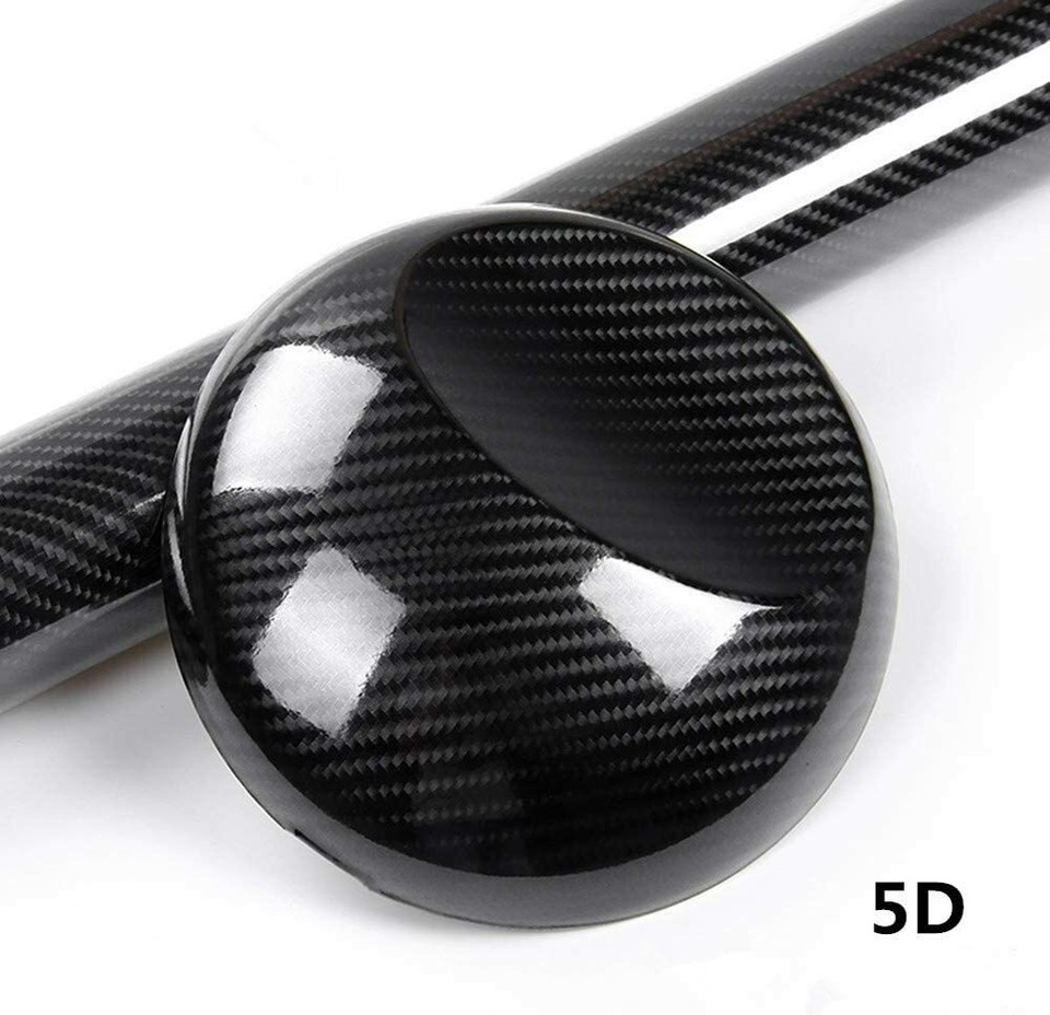High Gloss Black 5D Carbon Fibre Vinyl Car Wrap Film Sticker Air Bubble ...