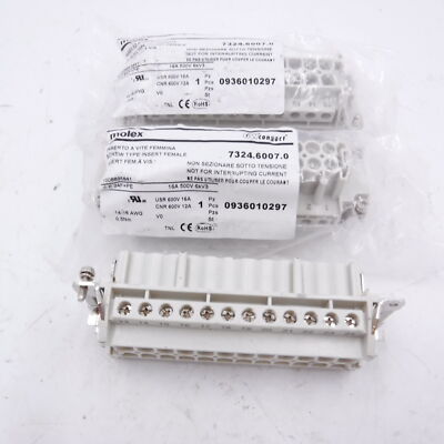 3 Pack Molex Connector Rectangular F 24 POS Screw ST Cable Mount 500V ...