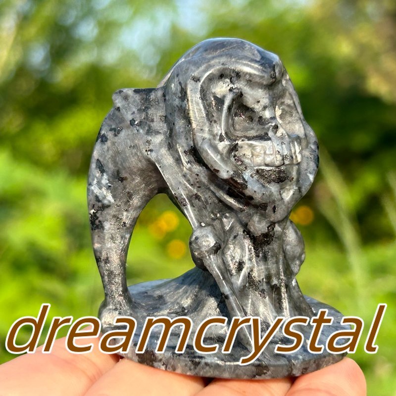 2.3" Natural Hand Carved Crystal Reiki Flash Quartz Sickle Skull ...